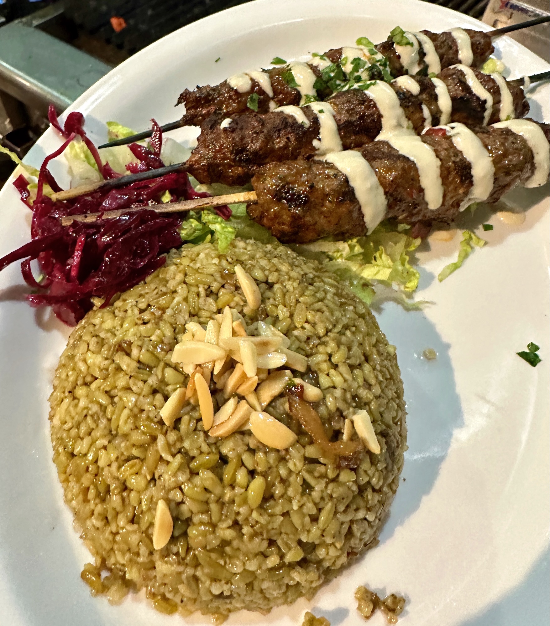 Lamb kebab with freakeh | Tamam: Fine Palestinian Cuisine